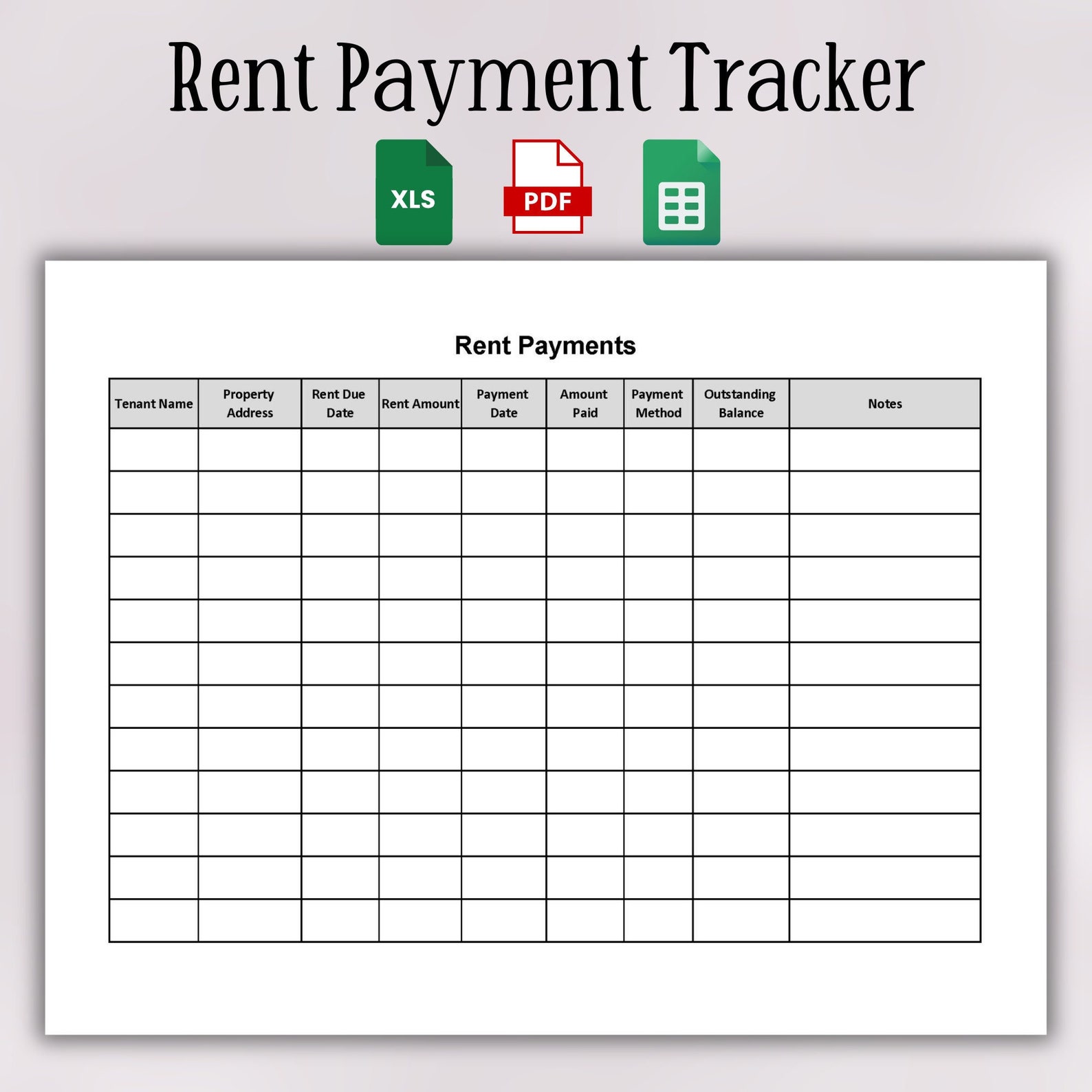 Rent Payment Tracker | Rental Payment Ledger | Monthly Rent Payment Log ...