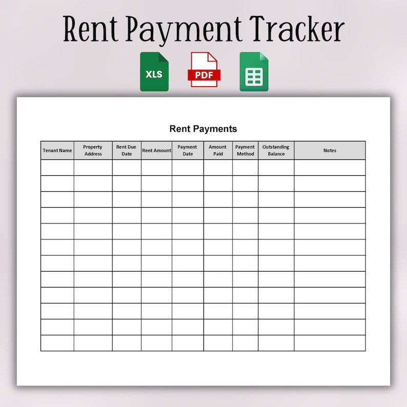 Rent Payment Tracker | Rental Payment Ledger | Monthly Rent Payment Log ...