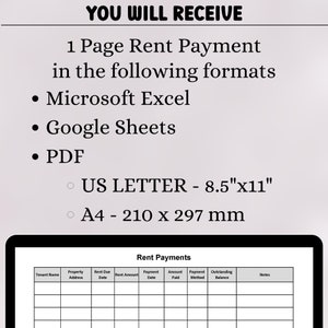 Rent Payment Tracker | Rental Payment Ledger | Monthly Rent Payment Log ...