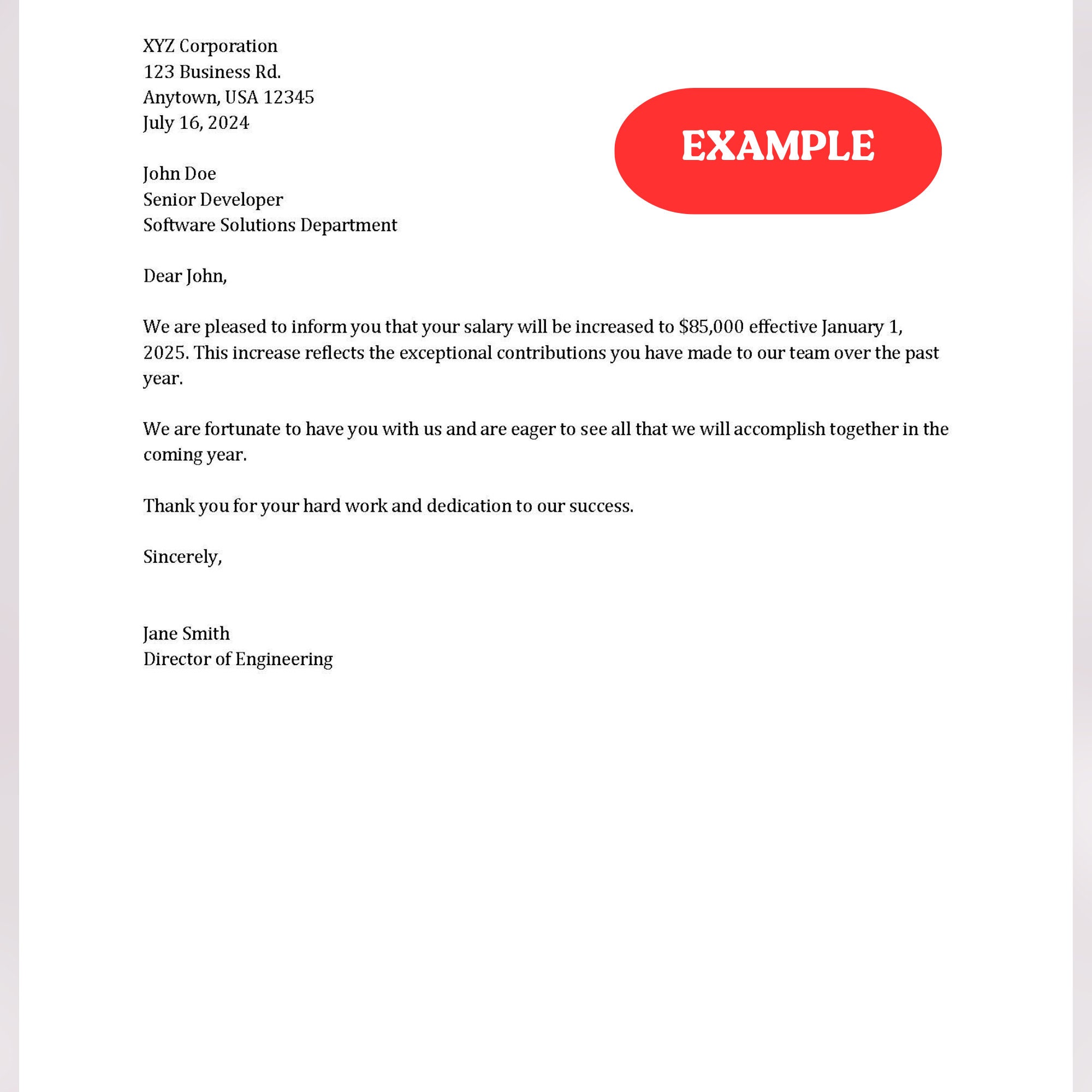 Salary Increase Letter Template | Employee Pay Raise Template | Wage ...