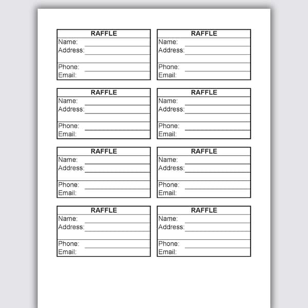 Printable Drawing Entry Forms - Etsy