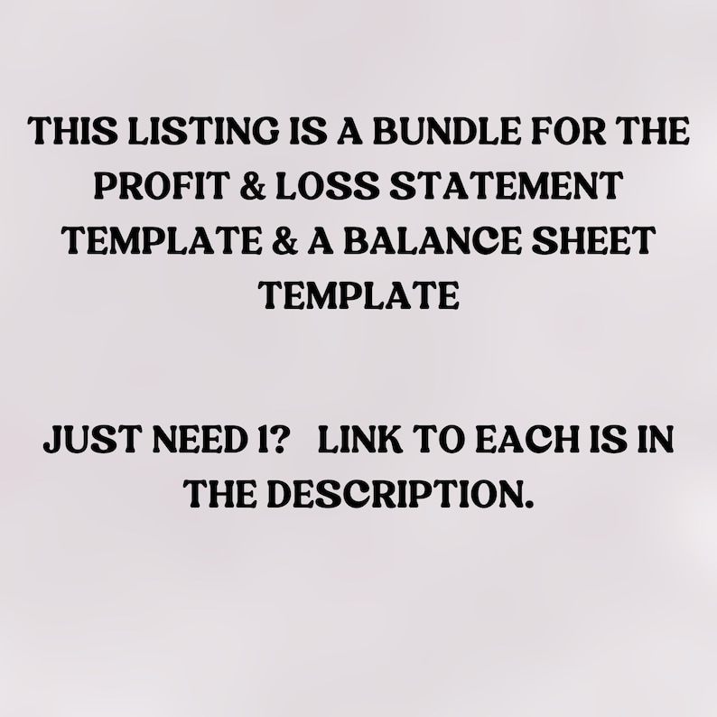 BUNDLE Editable Balance Sheet and Profit & Loss Statement | Financial ...