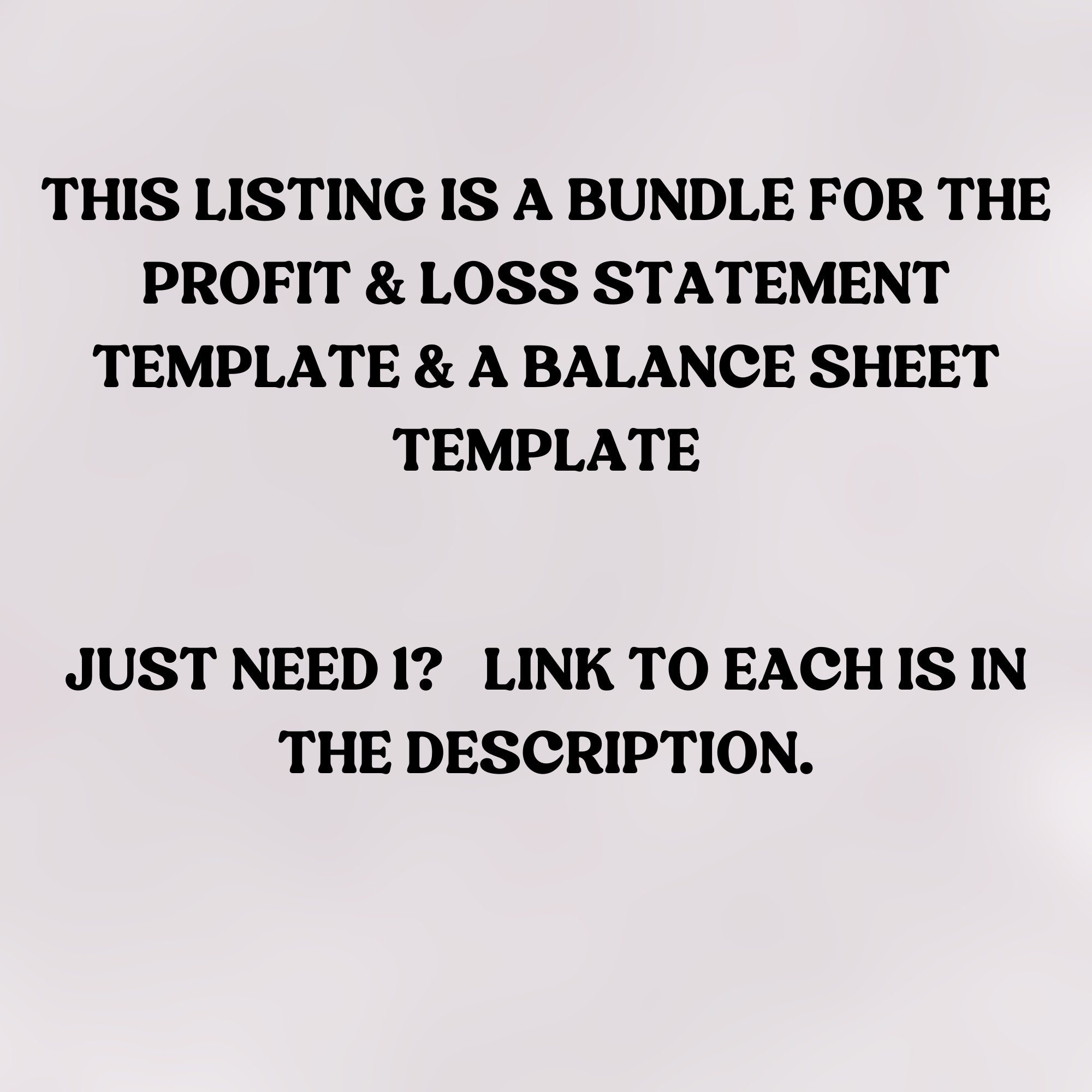 BUNDLE Editable Balance Sheet and Profit & Loss Statement | Financial ...