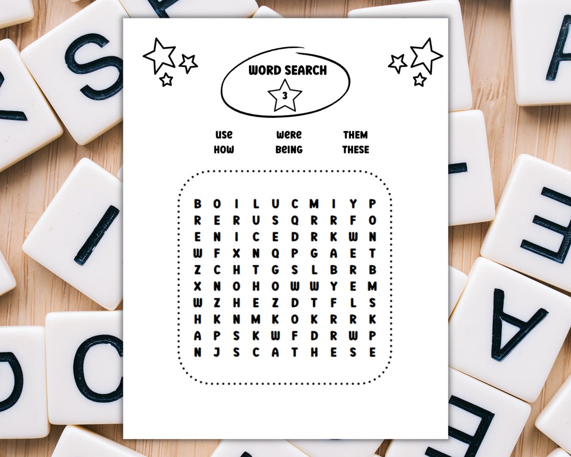 Six Sight Words Printable Kid Word Search Sight Word Game Kindergarten ...