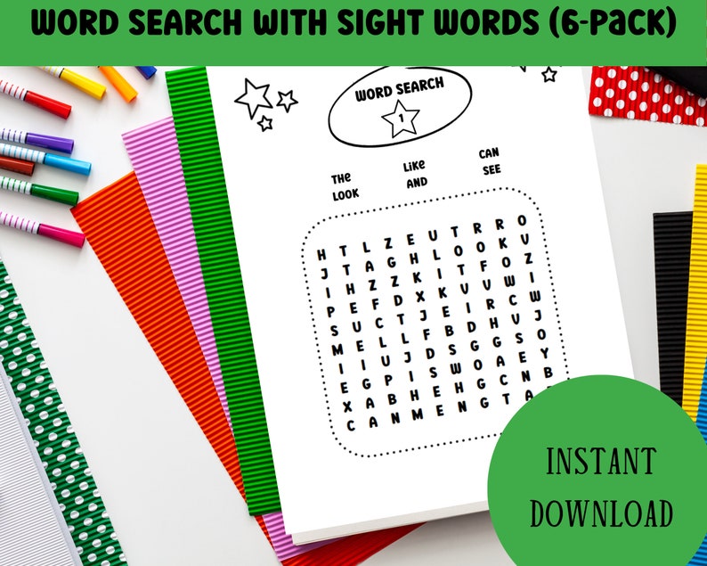 Kid Word Search Sight Word Kid Bundle Sight Words Printable ...