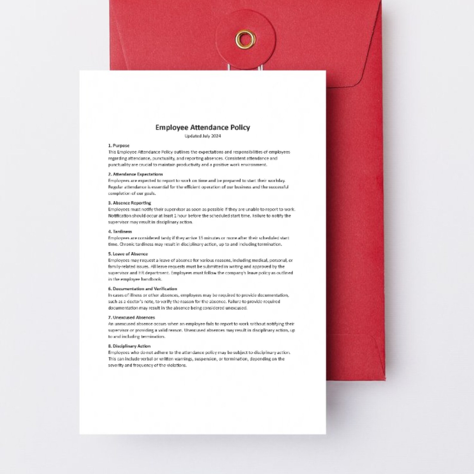 Editable Employee Attendance Policy Template | Company Policies | HR ...