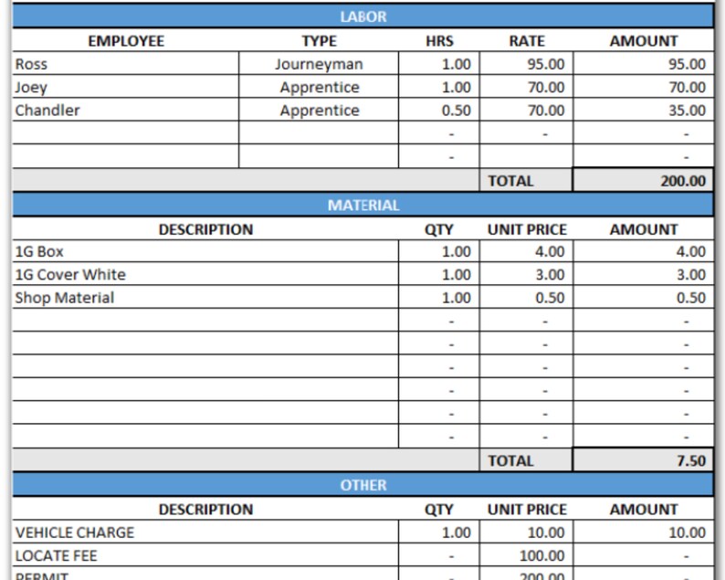 Construction Invoice Template - Etsy