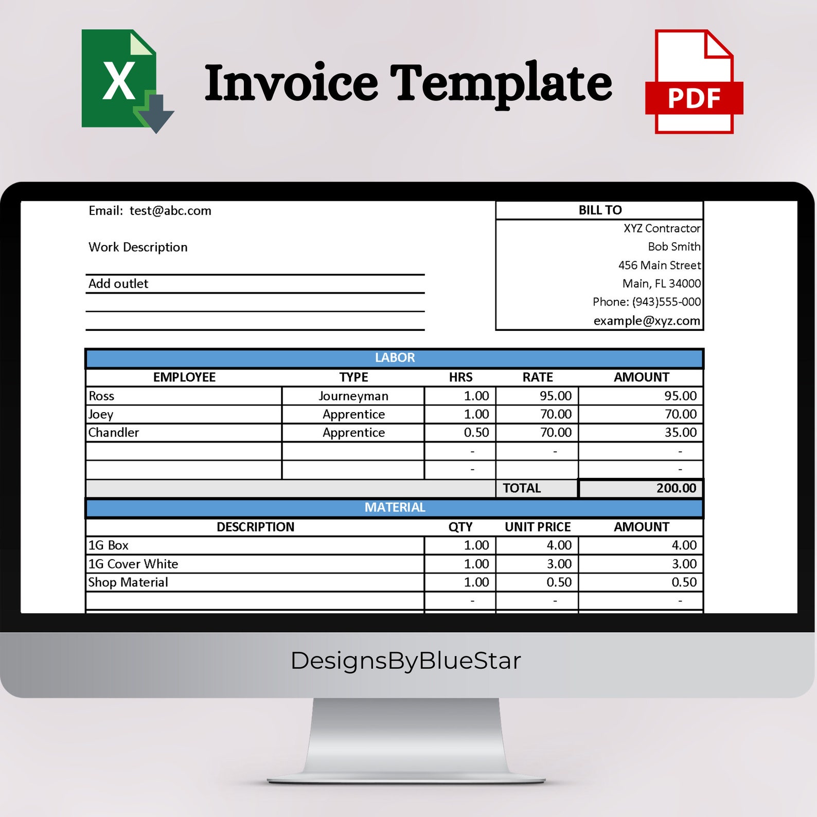 Editable Contractor Invoice Template | Construction Invoice ...
