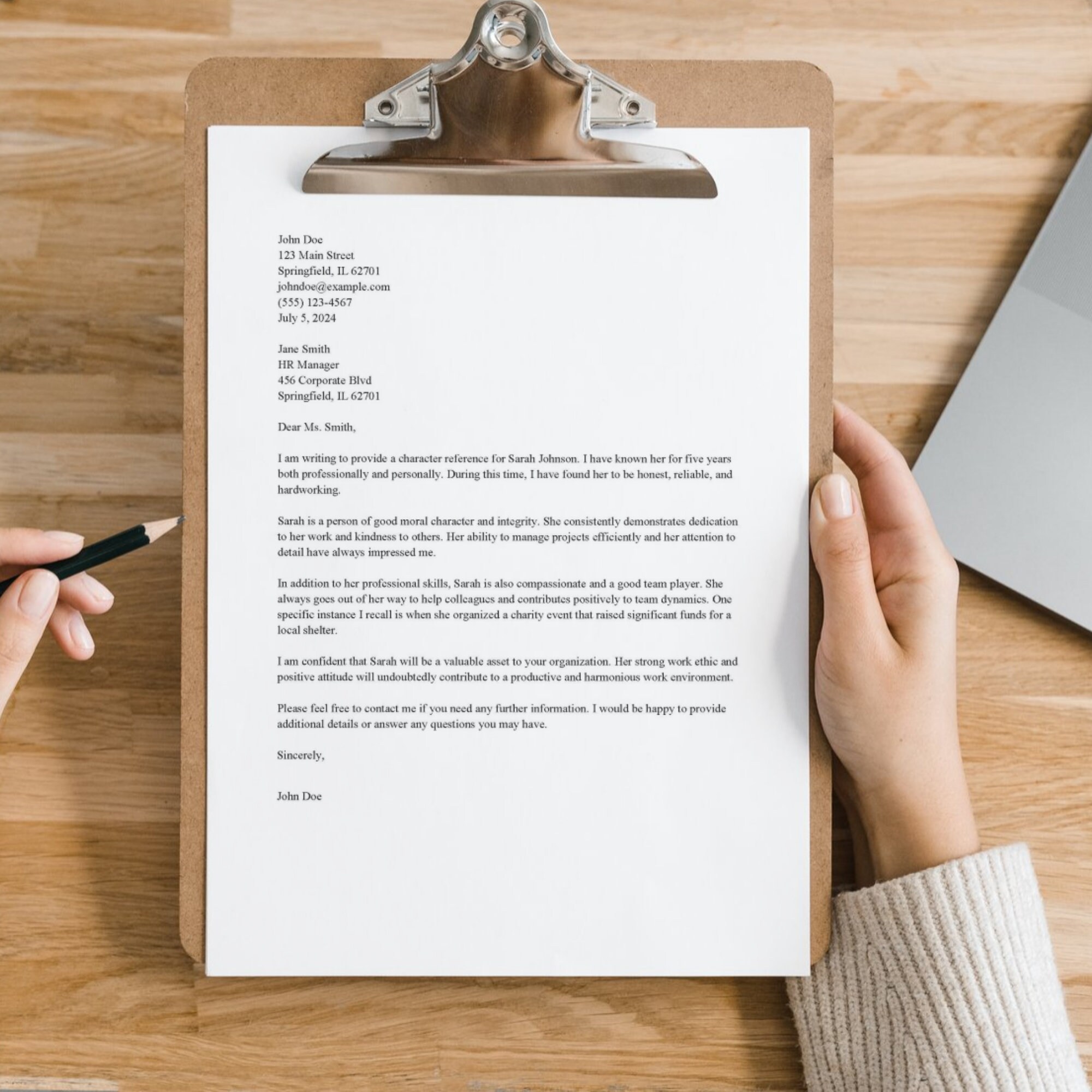 Character Reference Letter Template | Job Recommendation Letter ...