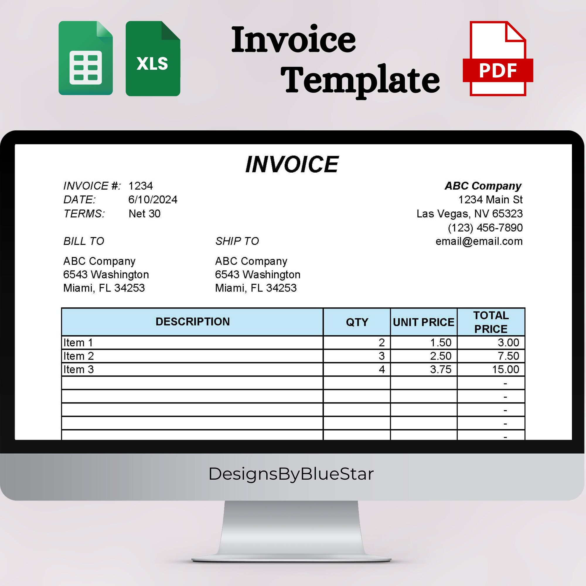 Editable Invoice Template Custom Order Invoice Form Excel Invoice ...