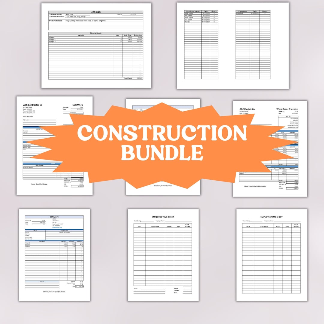 Construction Invoice Template | Contractor Invoice | Editable Invoice ...