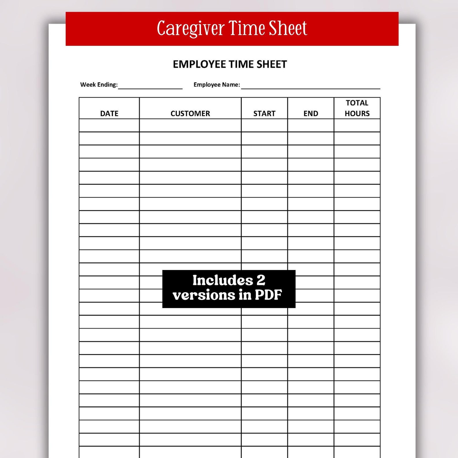 Printable Caregiver Time Sheet | Caregiver Hours | Nurse Timesheet ...