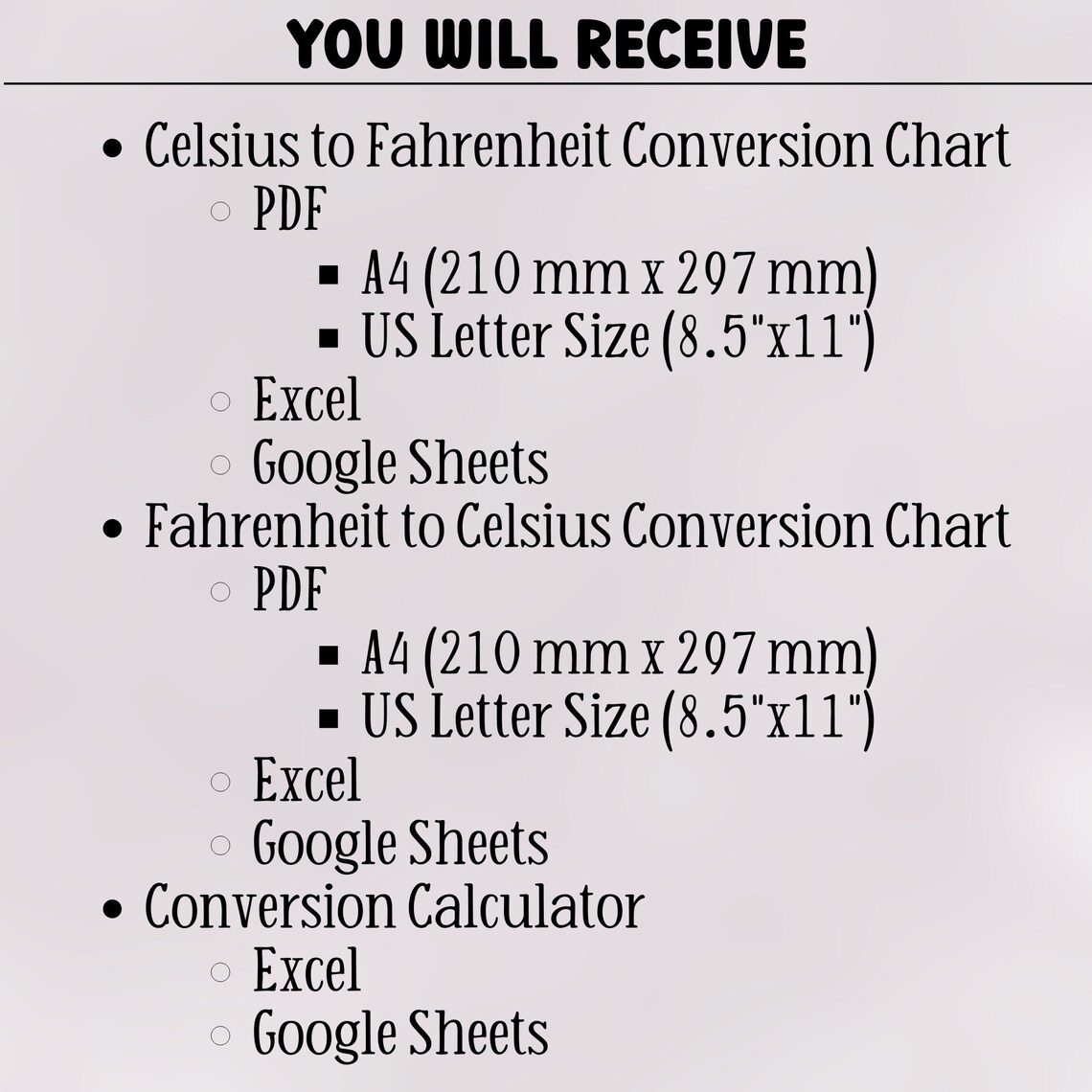 Printable Temperature Conversion Chart | Fahrenheit to Celsius and ...