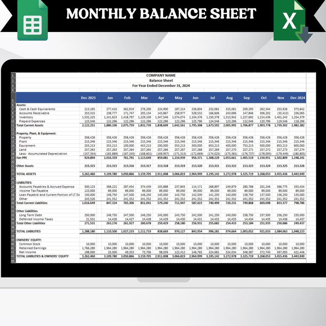 Plantilla de balance mensual / Plantillas de Excel para empresas ...