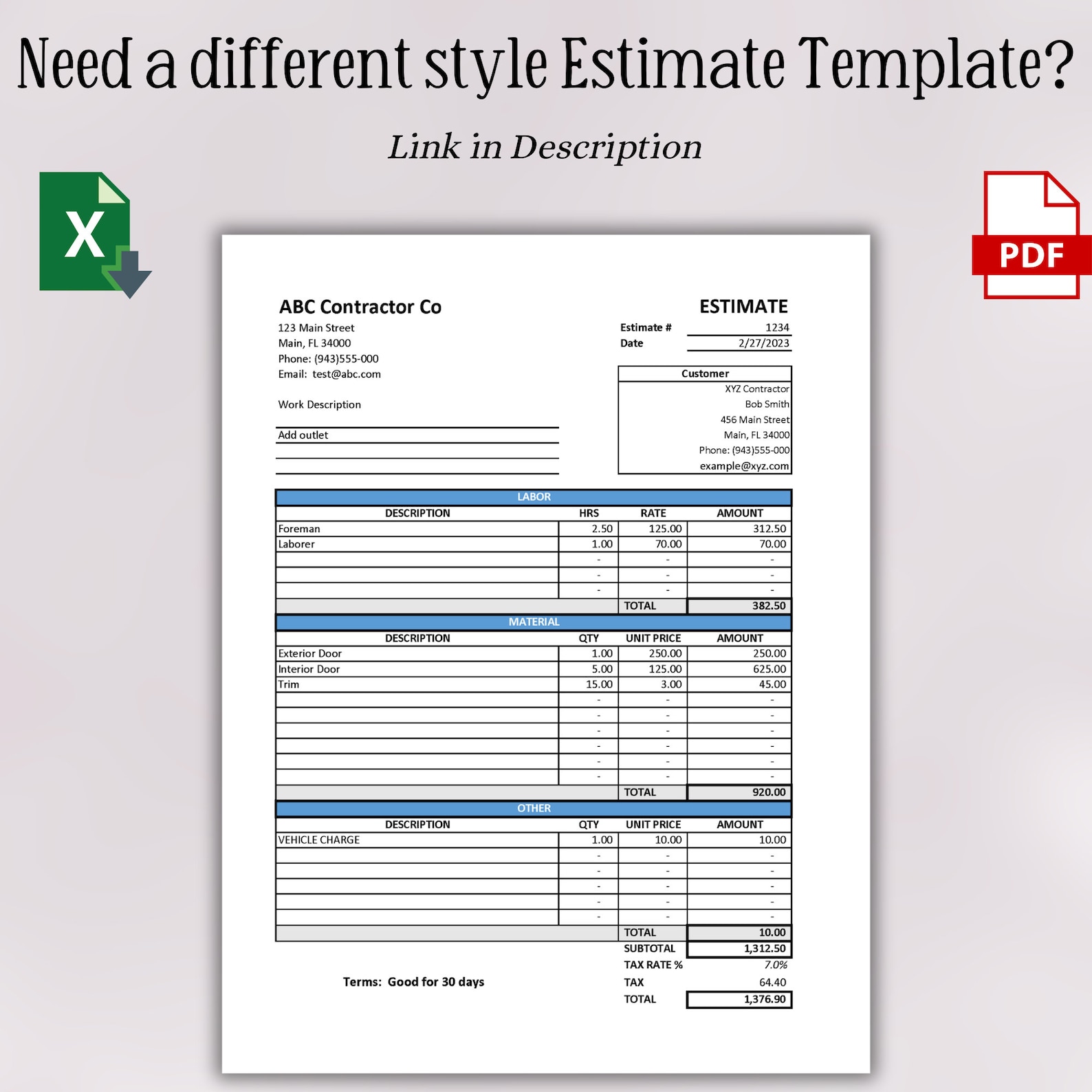 Construction Estimate Template Construction Bid Template Portfolio ...