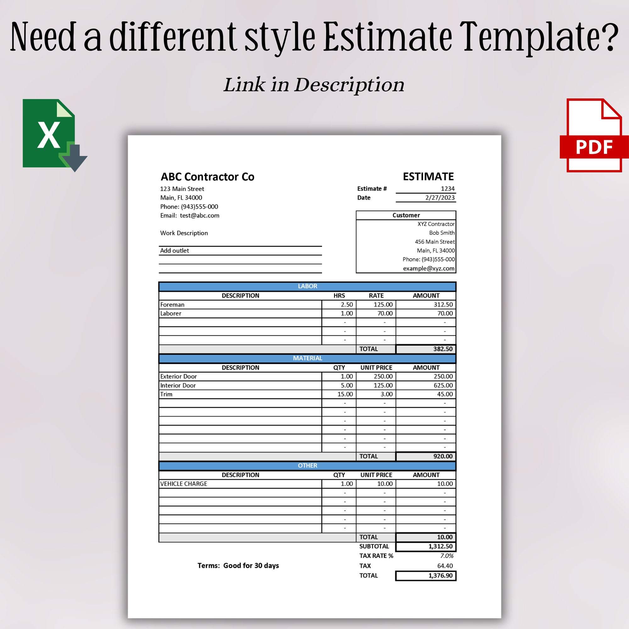 Construction Estimate Template Construction Bid Template Portfolio ...