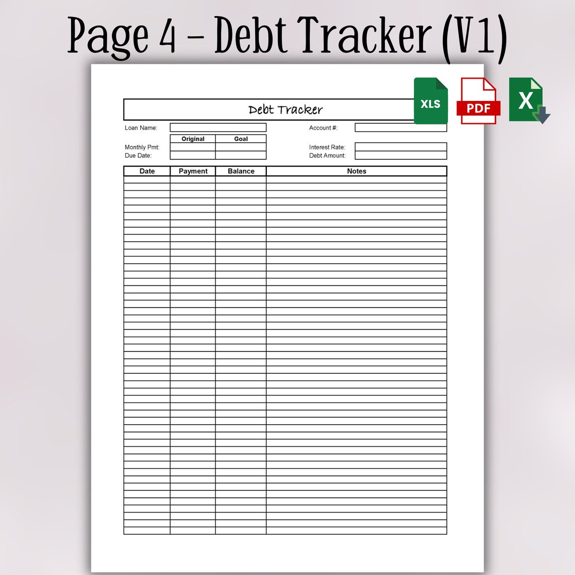 Debt Tracker Debt Repayment Excel Debt Snowball Debt Free Debt Tracker ...