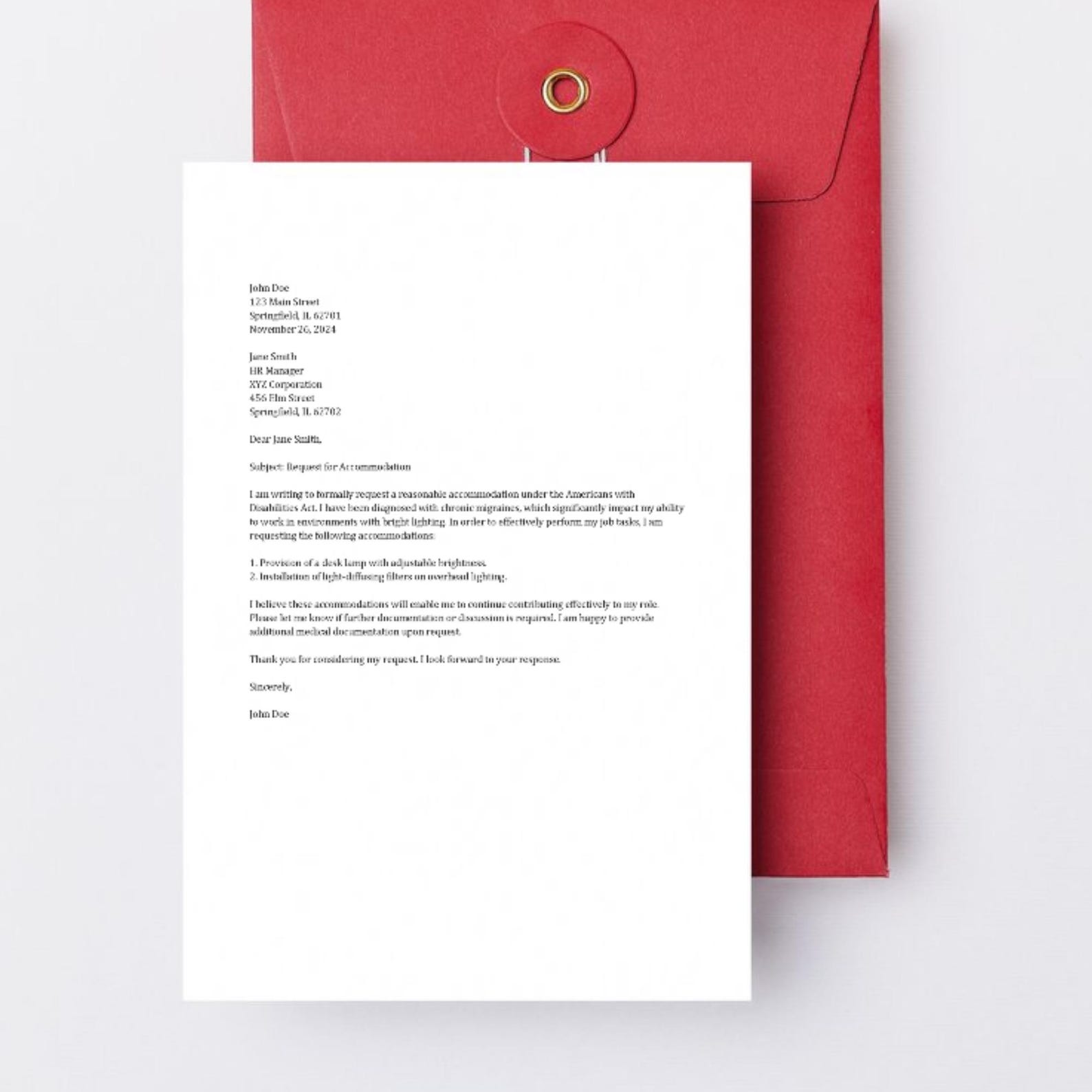 Reasonable Accommodation Letter Template | ADA Accommodation | ADA ...