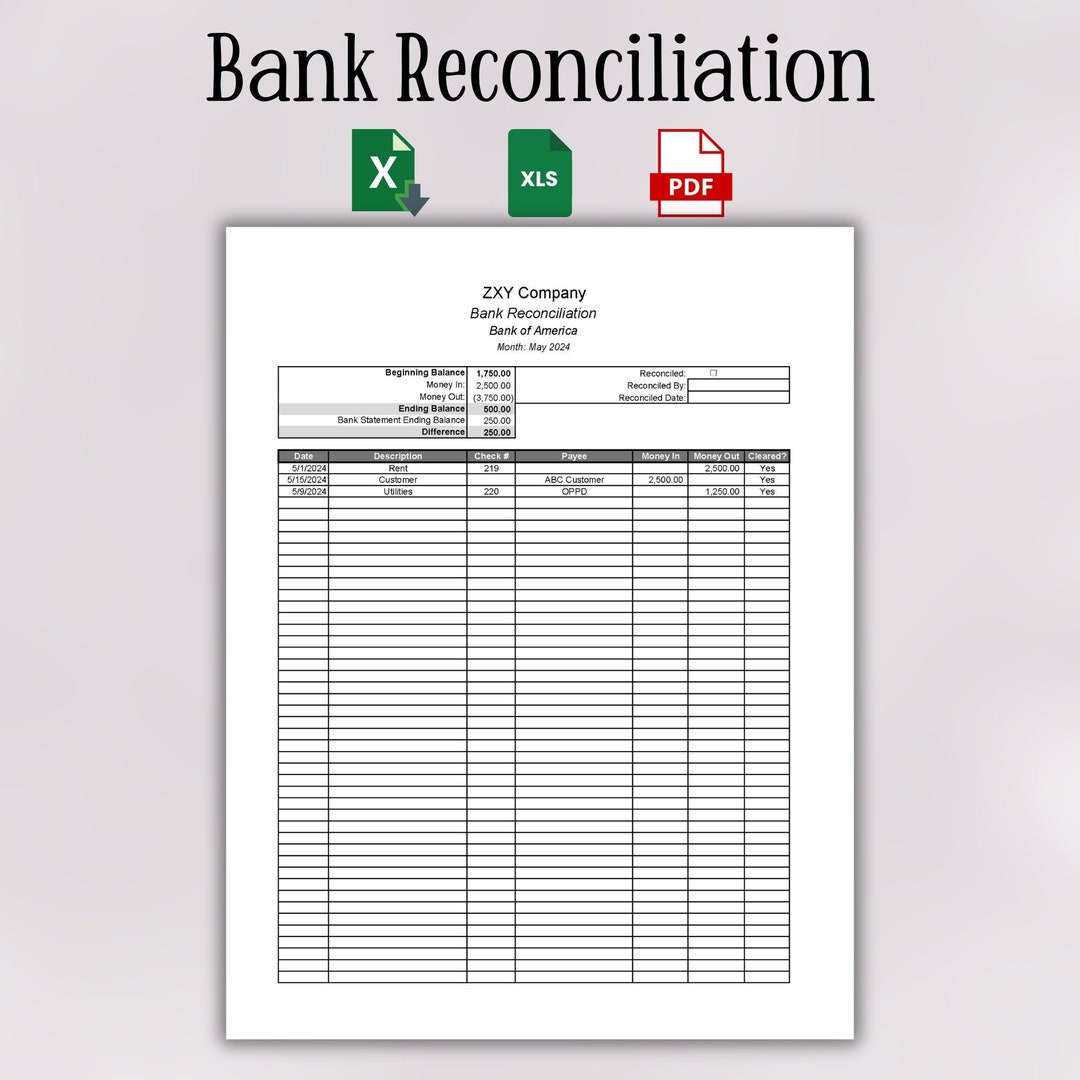 Bank Reconciliation | Cash Reconciliation | Small Business Template ...