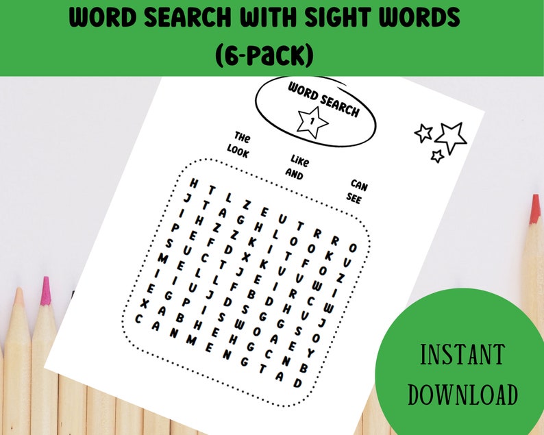 Kid Word Search Sight Word Kid Bundle Sight Words Printable ...