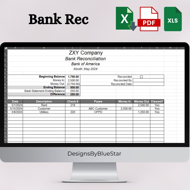 Bank Reconciliation | Cash Reconciliation | Small Business Template ...