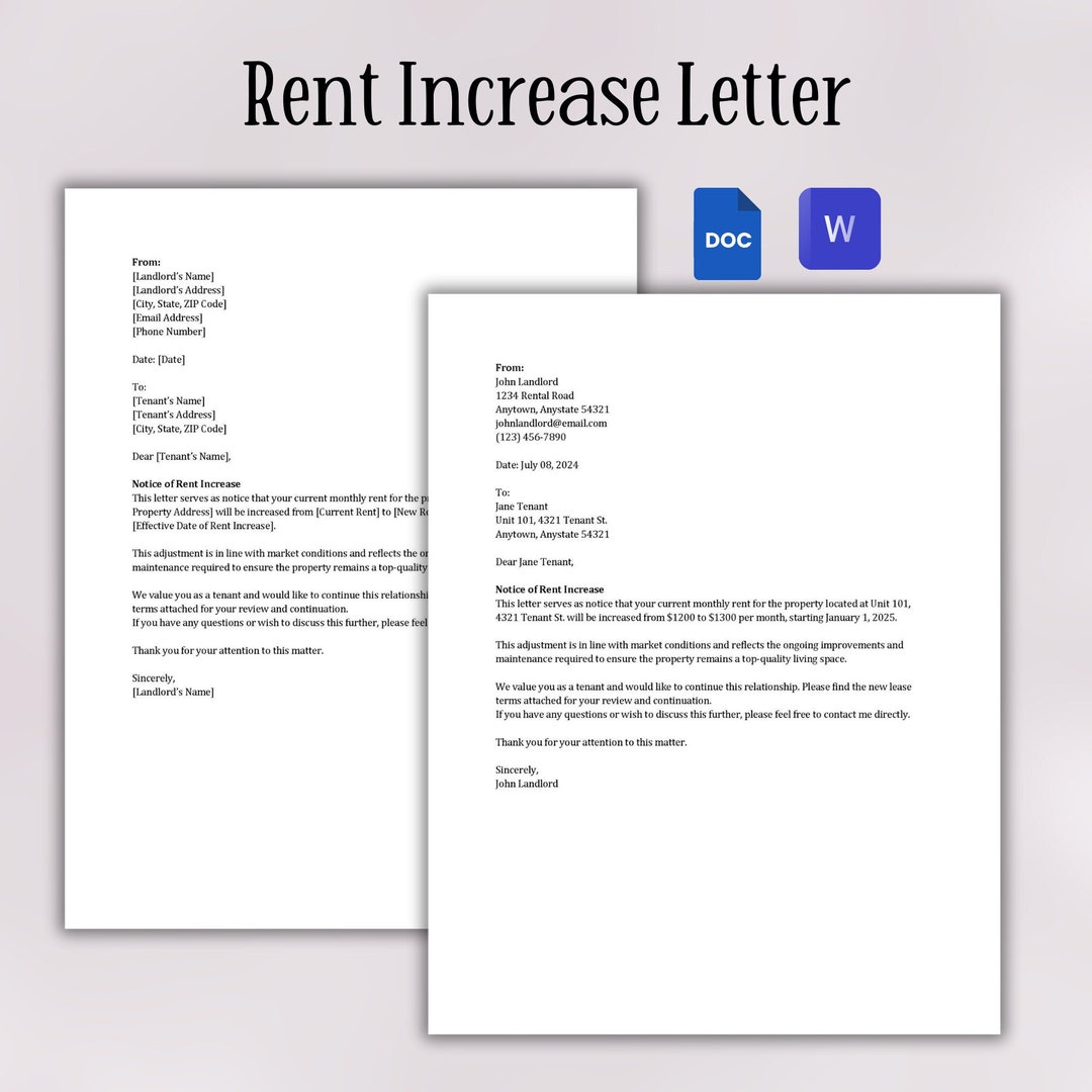 Rental Increase Notice for Landlords | Rental Increase Form | Rental ...