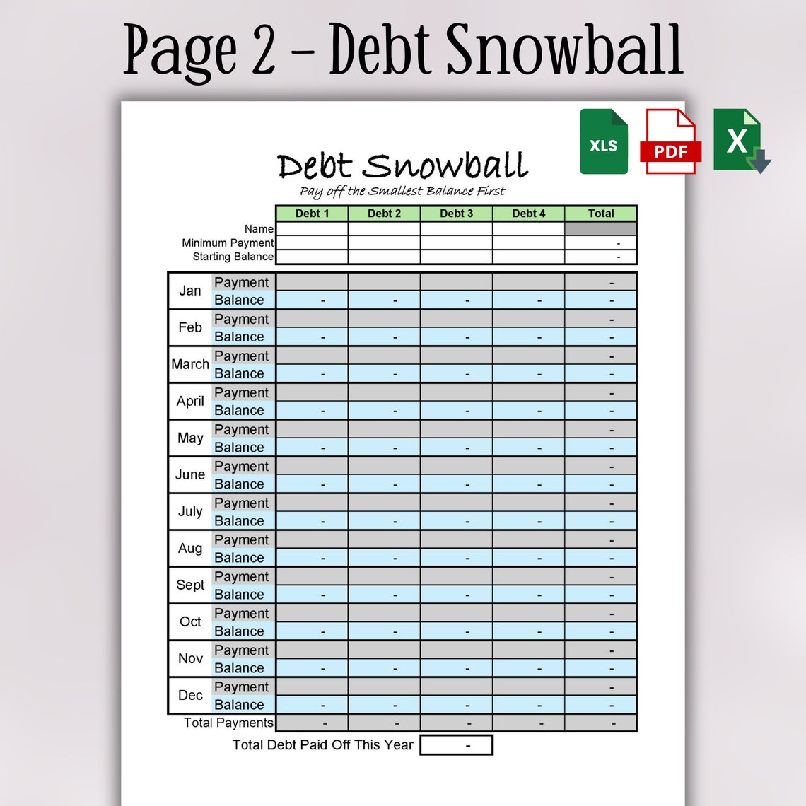 Debt Tracker Debt Repayment Excel Debt Snowball Debt Free Debt Tracker ...