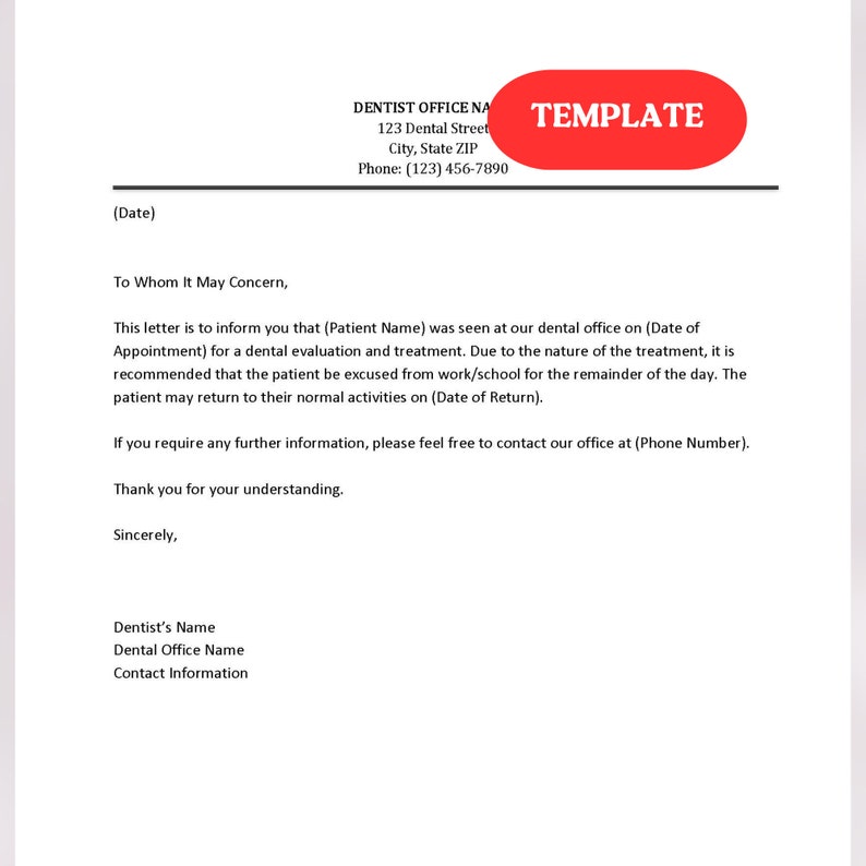 Editable Dentist Excuse Note for School | Orthodontic Medical Excuse ...