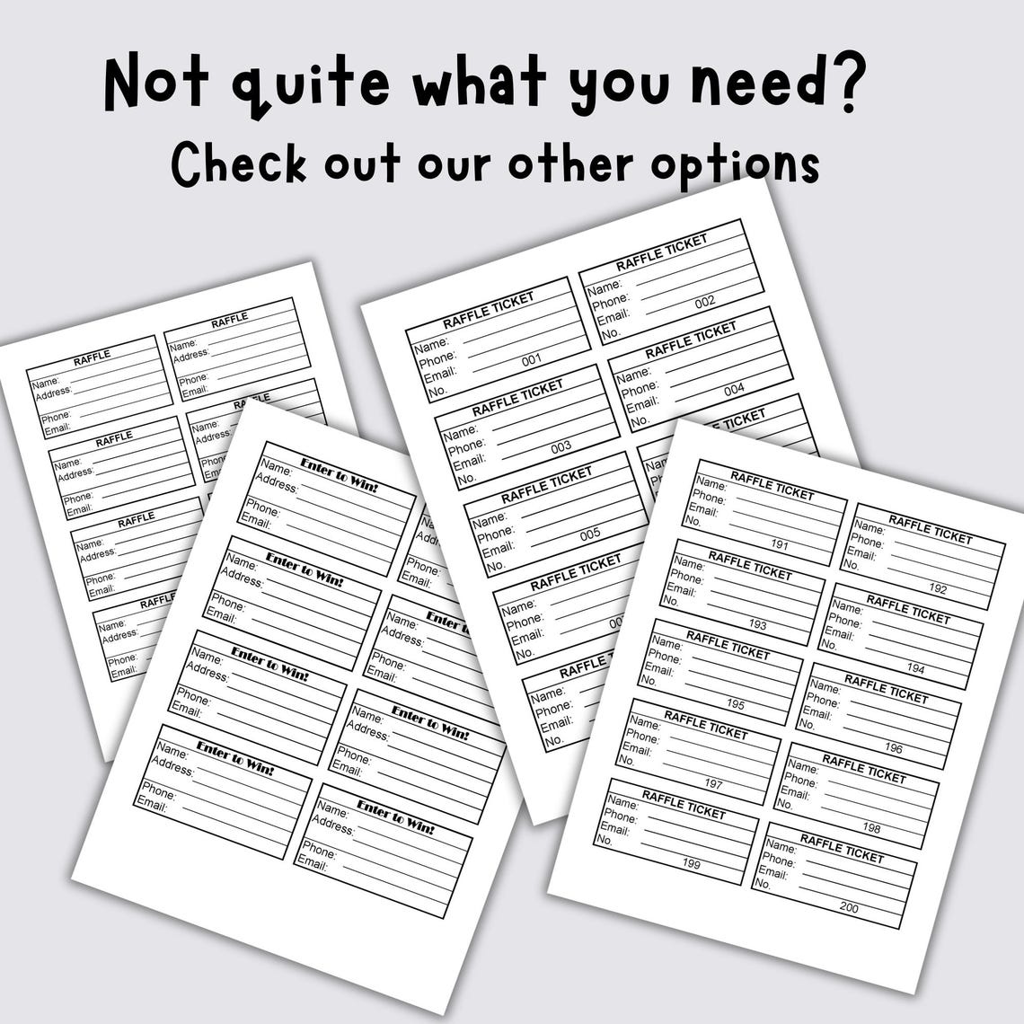 Raffle Tickets Form | Printable Enter to Win Tickets | Drawing Slips ...