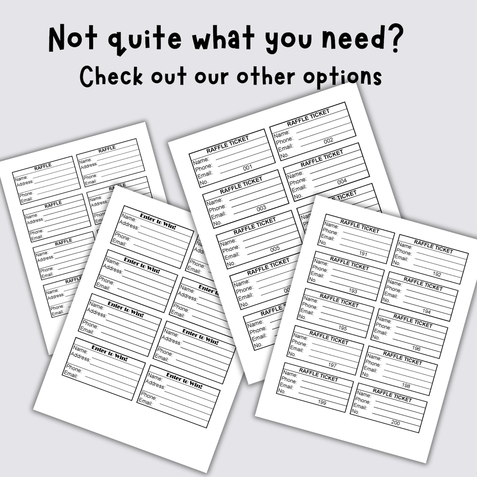 Raffle Tickets Form | Printable Enter to Win Tickets | Drawing Slips ...