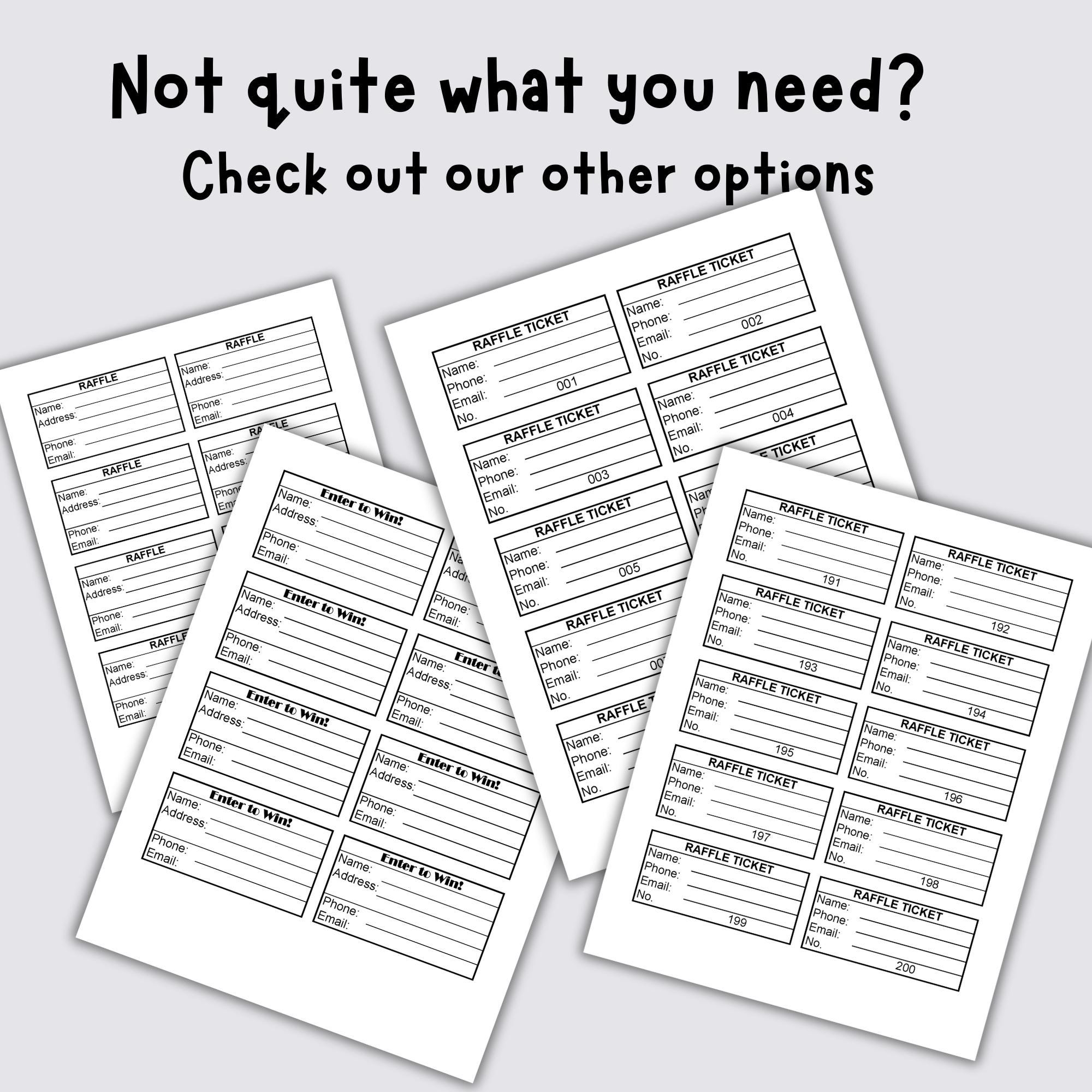 Raffle Tickets Form | Printable Enter to Win Tickets | Drawing Slips ...