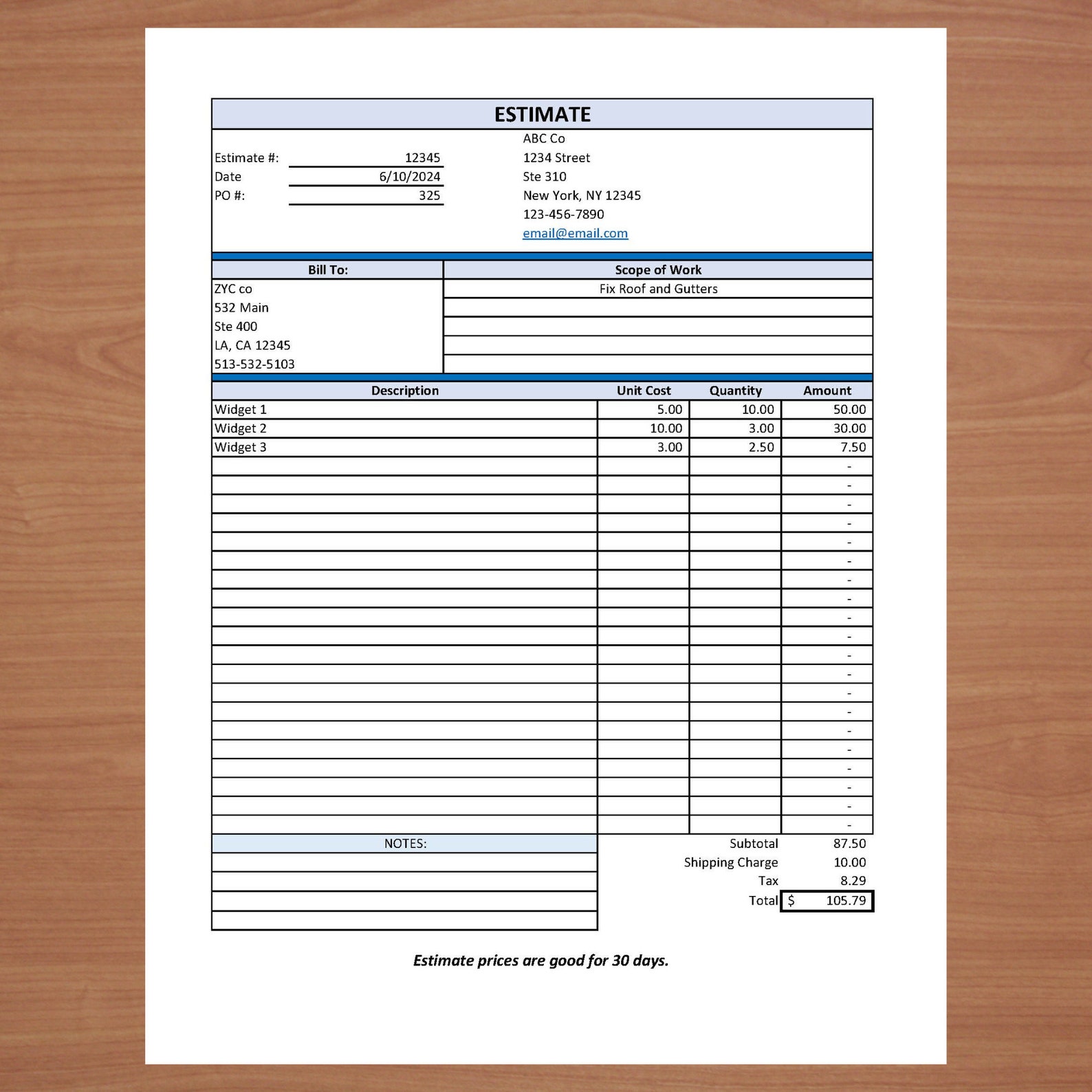 Construction Estimate Template Construction Bid Template Portfolio ...