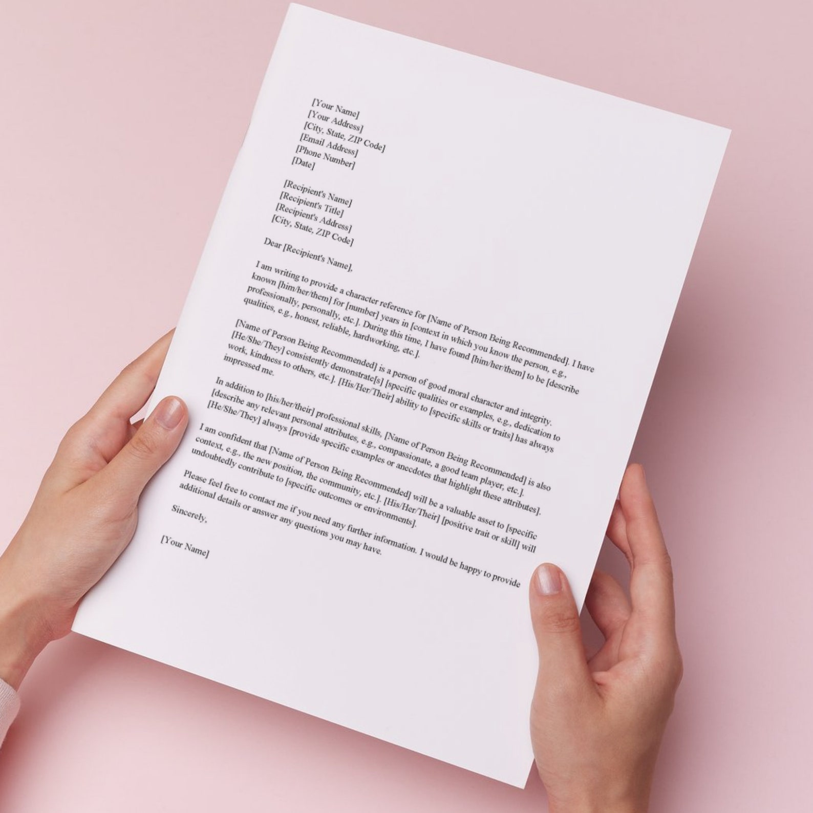 Character Reference Letter Template | Job Recommendation Letter ...