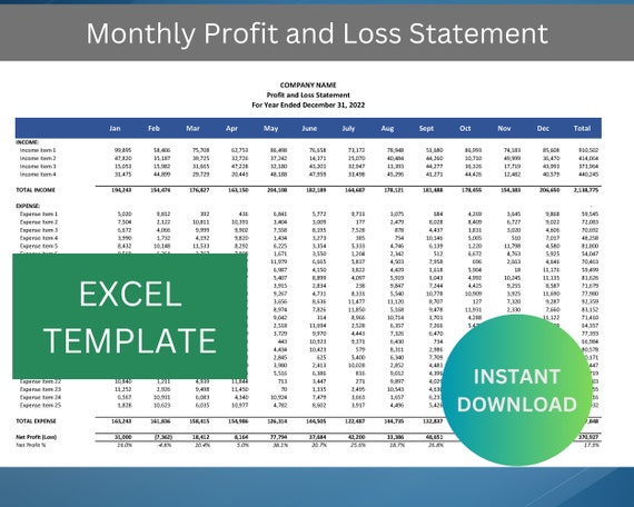 Excel Statement Template