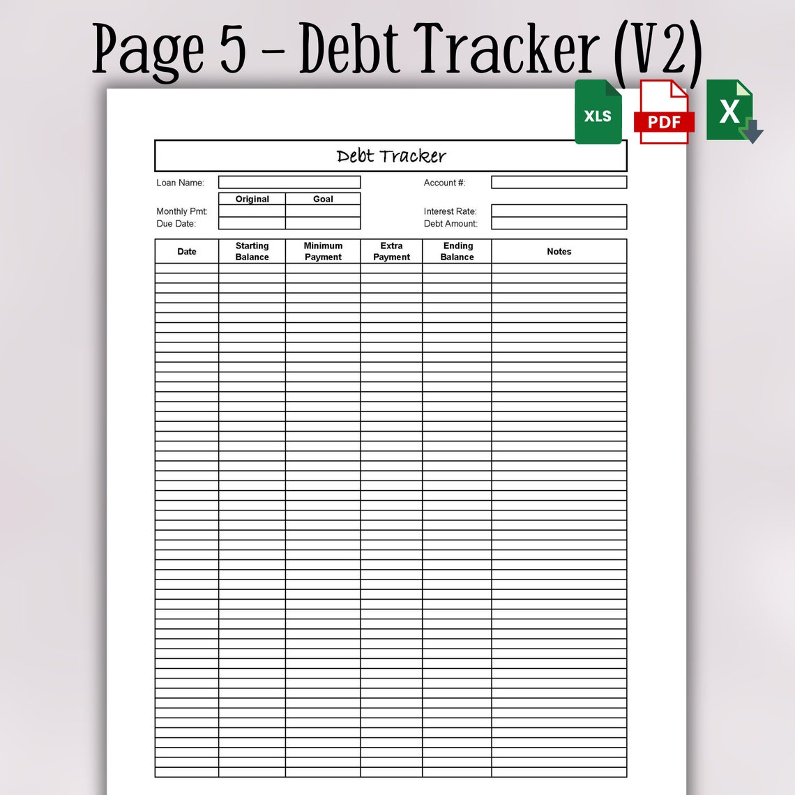 Debt Tracker Debt Repayment Excel Debt Snowball Debt Free Debt Tracker ...
