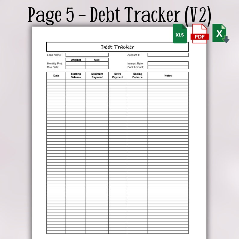 Debt Tracker Debt Repayment Excel Debt Snowball Debt Free Debt Tracker ...