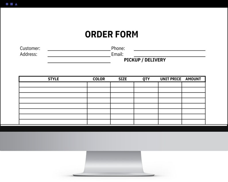 Order Form Template Printable Order Form Purchase Order Form - Etsy