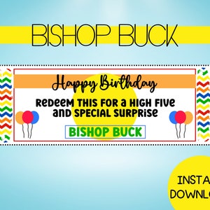 Bishop Bucks Primary Bishop Birthday Bucks LDS Primary Bishop Bucks ...