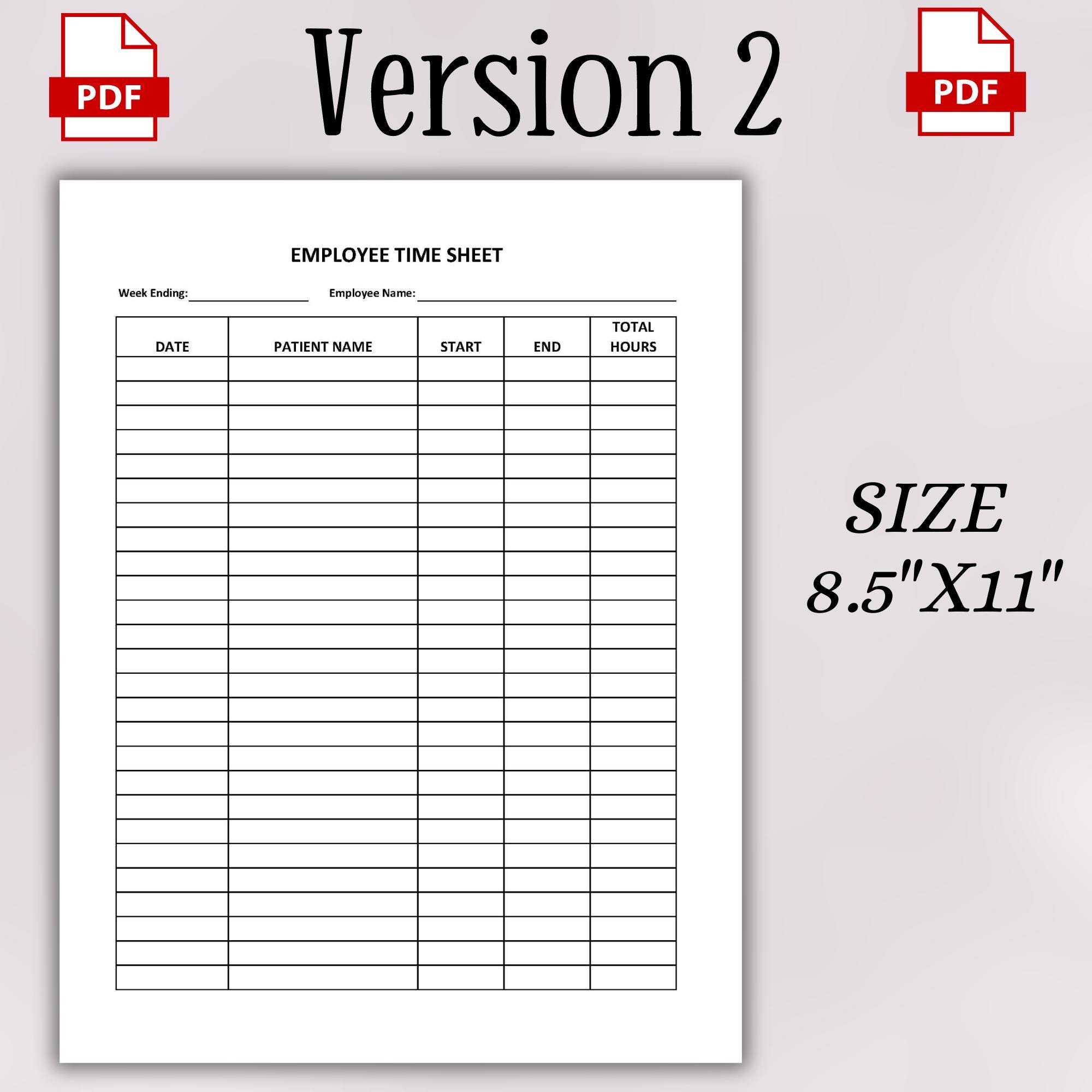 Printable Caregiver Time Sheet | Caregiver Hours | Nurse Timesheet ...