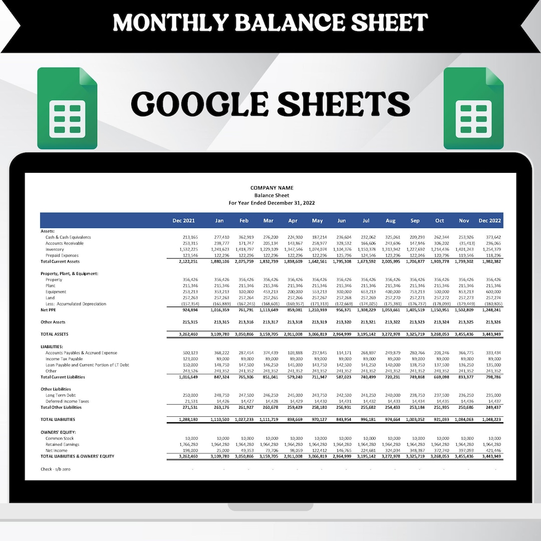 Monthly Balance Sheet Template | Google Sheets Business Templates ...