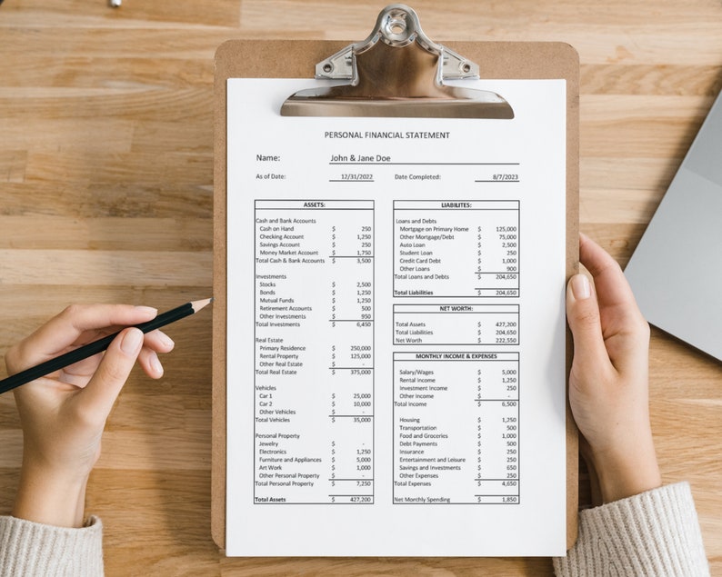 Editable Personal Financial Statement Excel Template | Printable ...