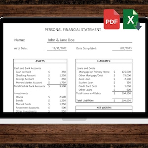 Editable Personal Financial Statement Excel Template | Printable ...