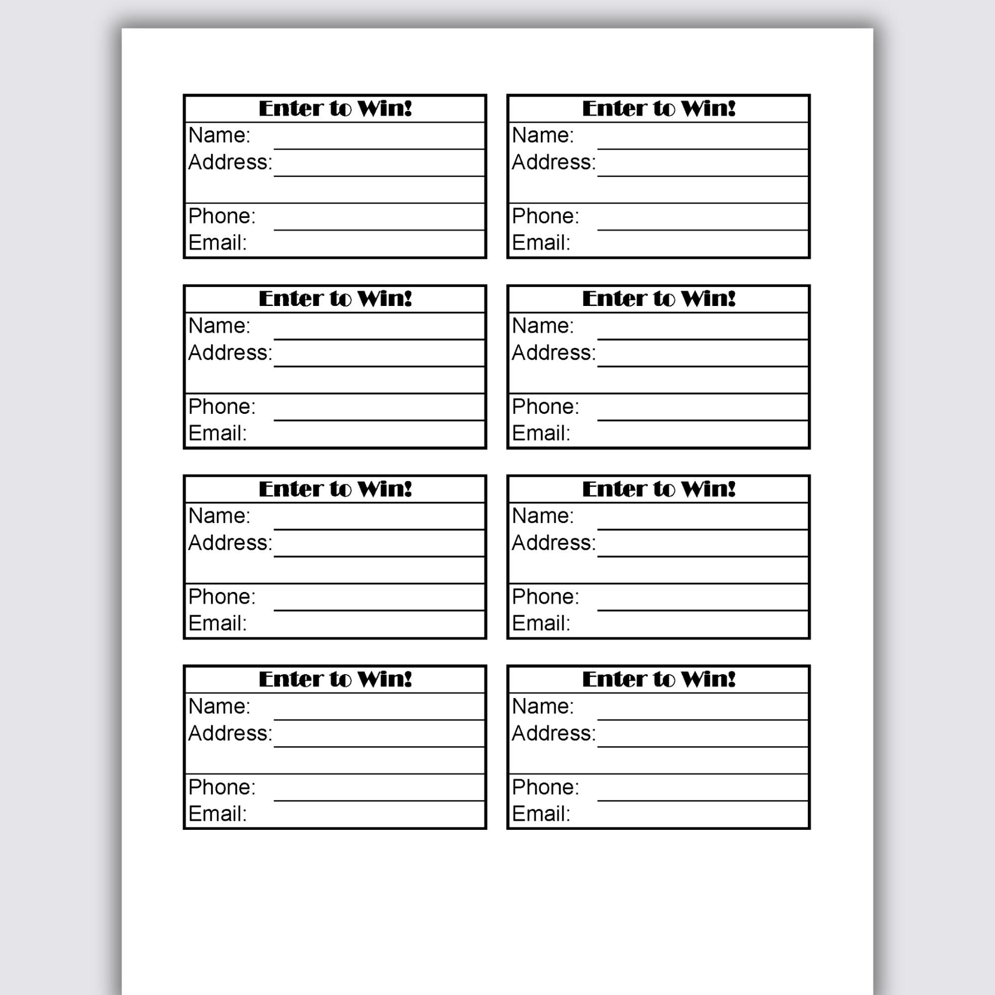 Prize Drawing Entry Template
