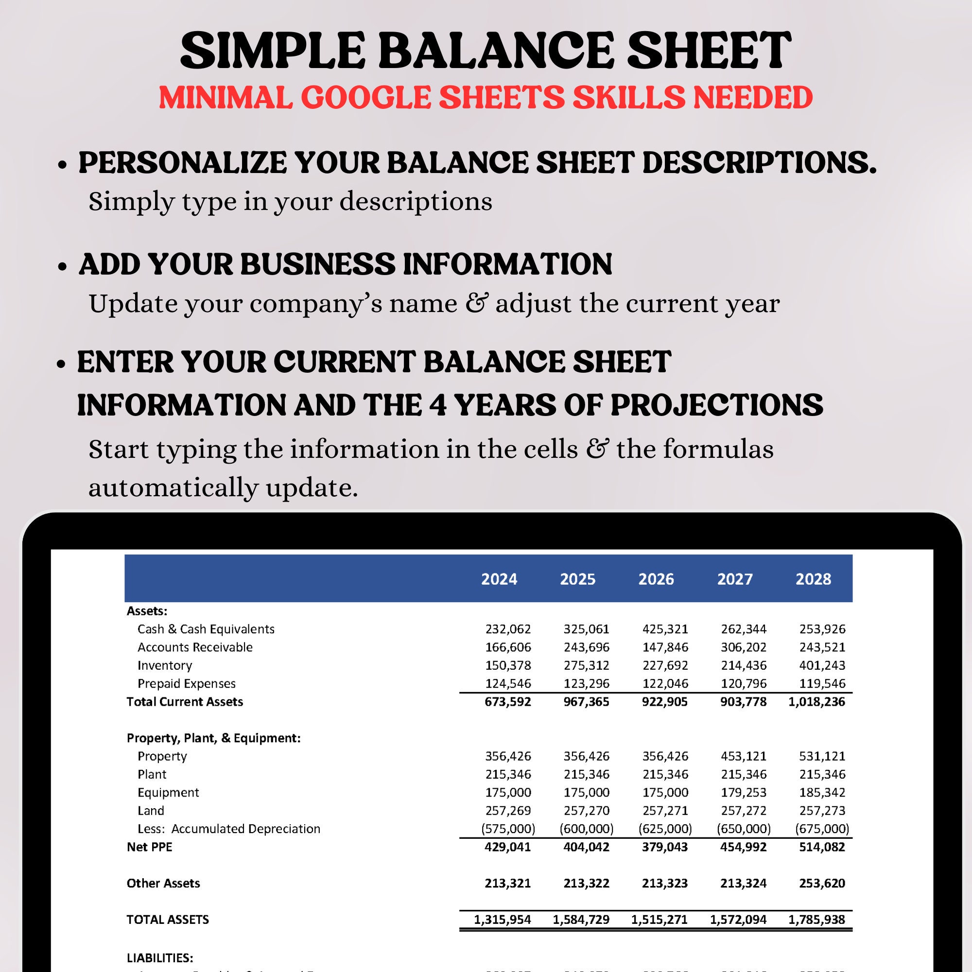 Google Sheets Balance Sheet Projection Balance Sheet Template Small ...