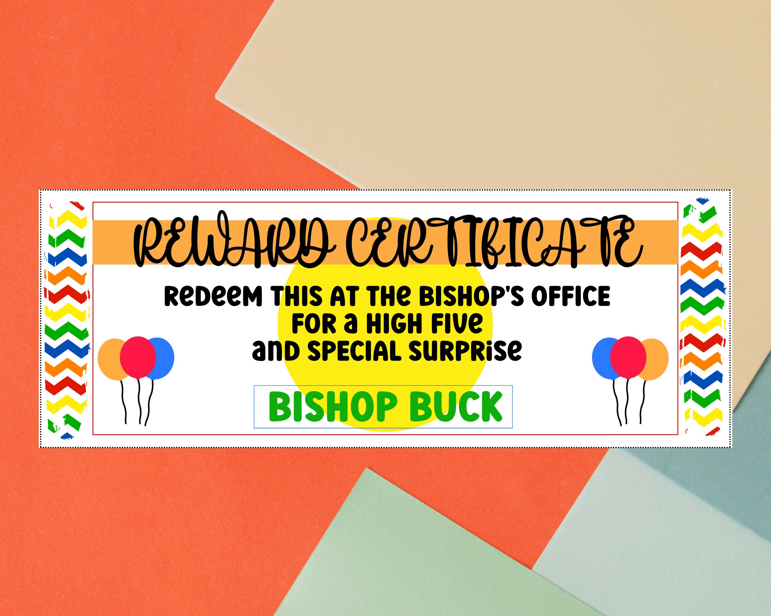 Primary Bishop Reward Bucks LDS Primary Bishop Bucks Reverence Reward ...