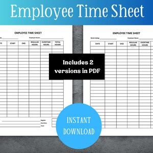 Small Business Time Sheet Employee Time Sheet Timesheet Tracker ...
