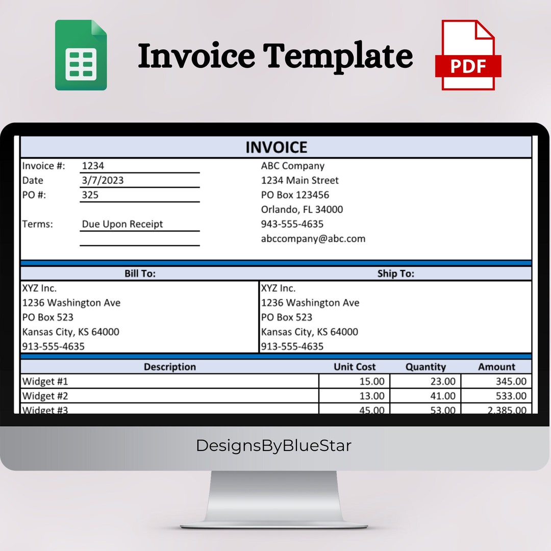 Editable Invoice Template Google Sheets Small Business Invoice Google ...
