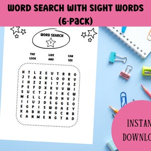 Kid Word Search Sight Word Kid Bundle Sight Words Printable ...