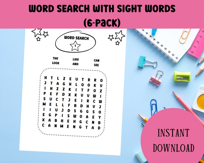 Kid Word Search Sight Word Kid Bundle Sight Words Printable - Etsy