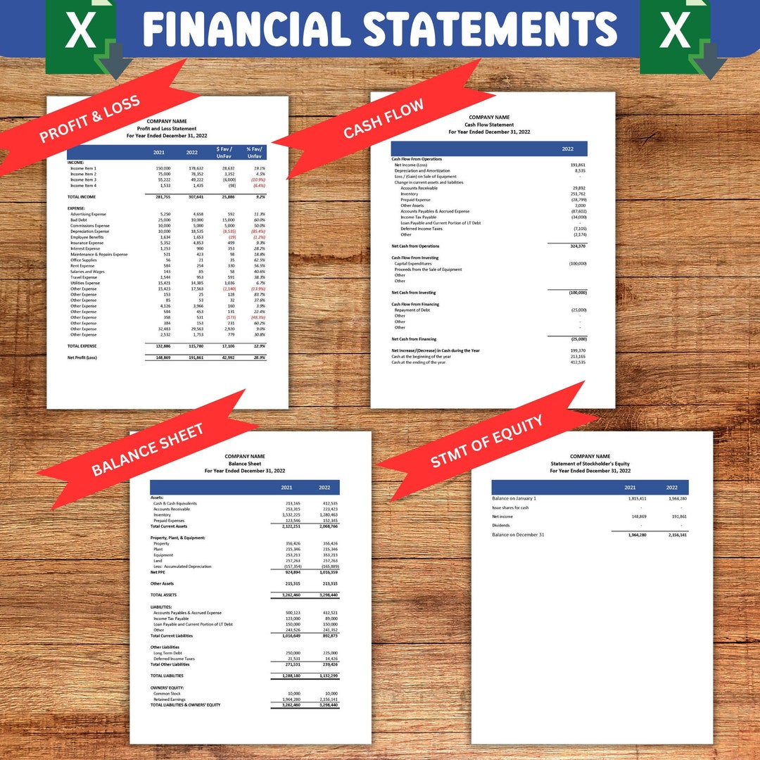 Excel Financial Statement Template: Profit and Loss, Balance Sheet ...